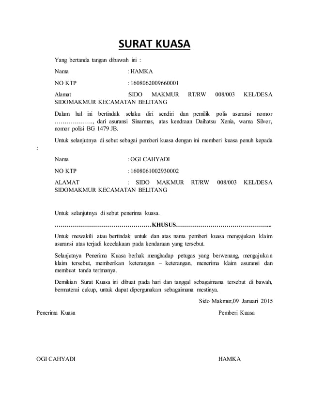 Surat kuasa | DOCX
