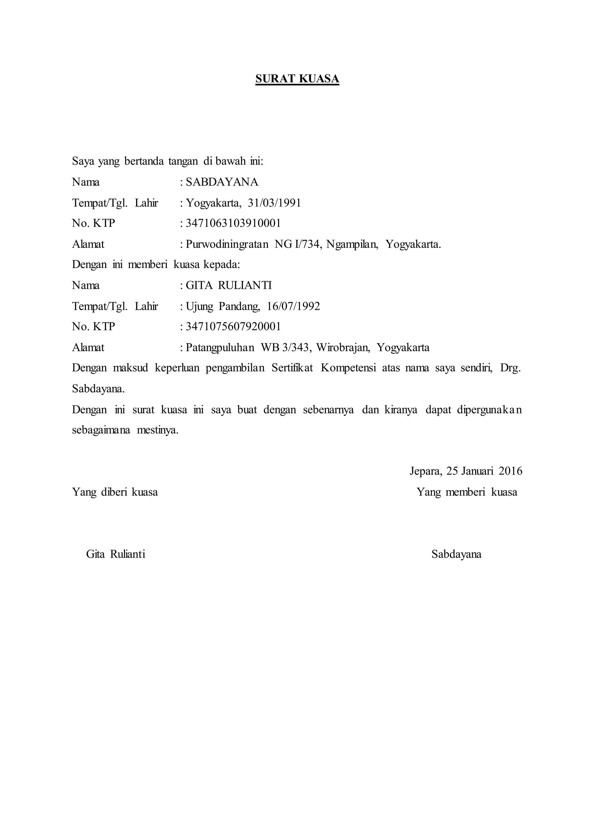 Surat kuasa | DOCX