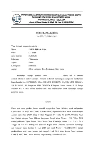 Surat kuasa khusus | PDF