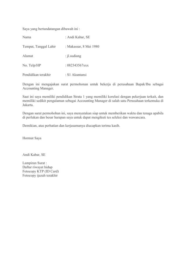 Surat lamaran | PDF
