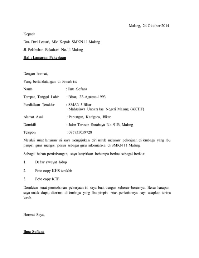 Surat lamaran | DOCX