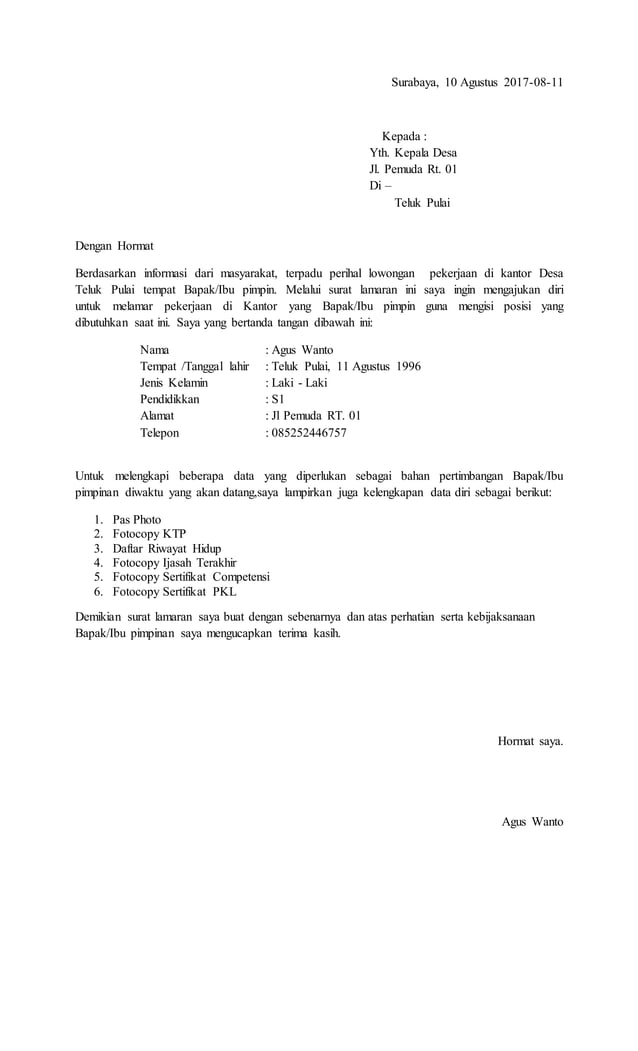 Surat lamaran | DOCX