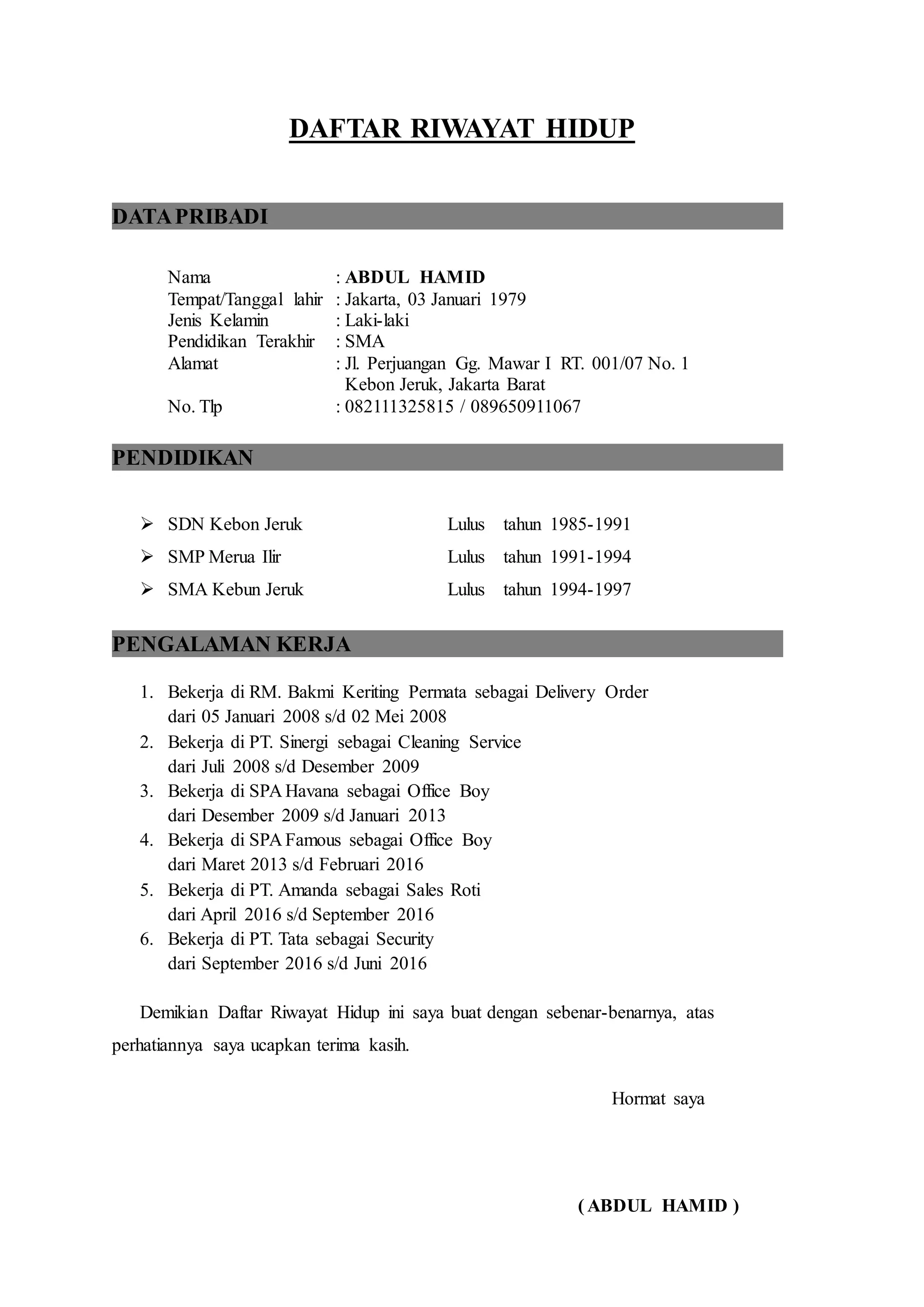 Surat lamaran abdul hamid | DOCX