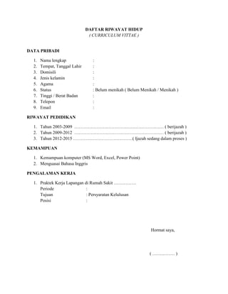Surat lamaran dan cv | PDF