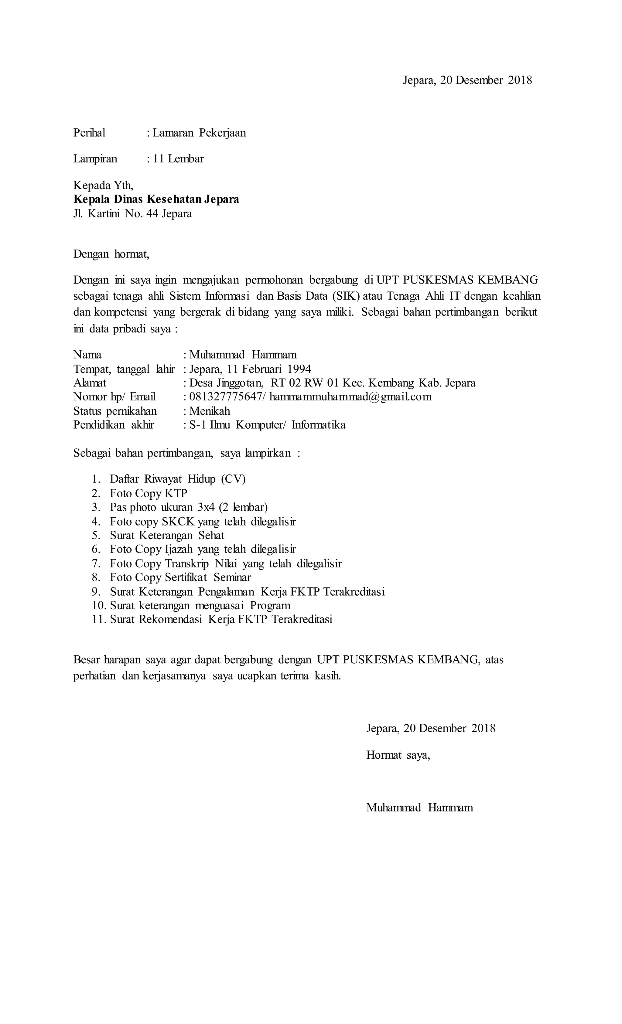 Surat lamaran dkk | DOCX