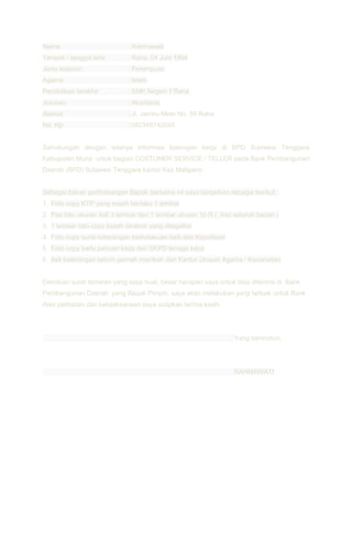 Surat lamaran kerja | PDF