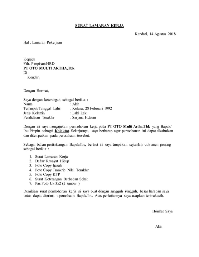 Contoh Surat lamaran kerja | PDF