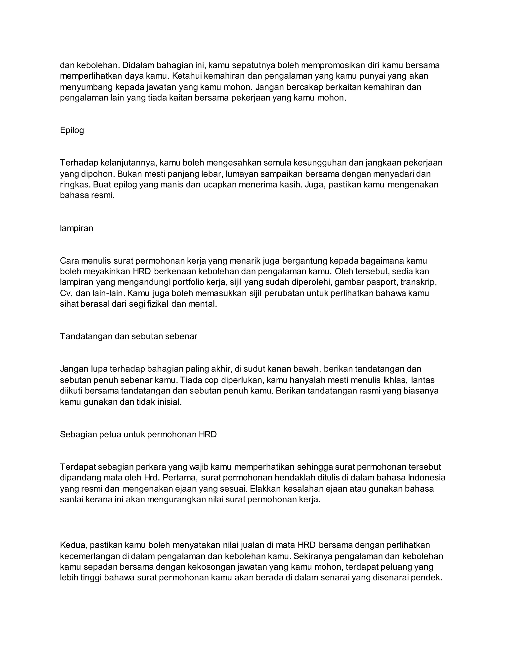 Contoh Surat Lamaran Kerja Format PDF WORD DOCX | DOCX