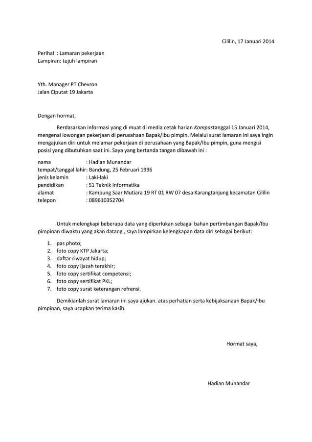 Surat lamaran pekerjaan | PDF