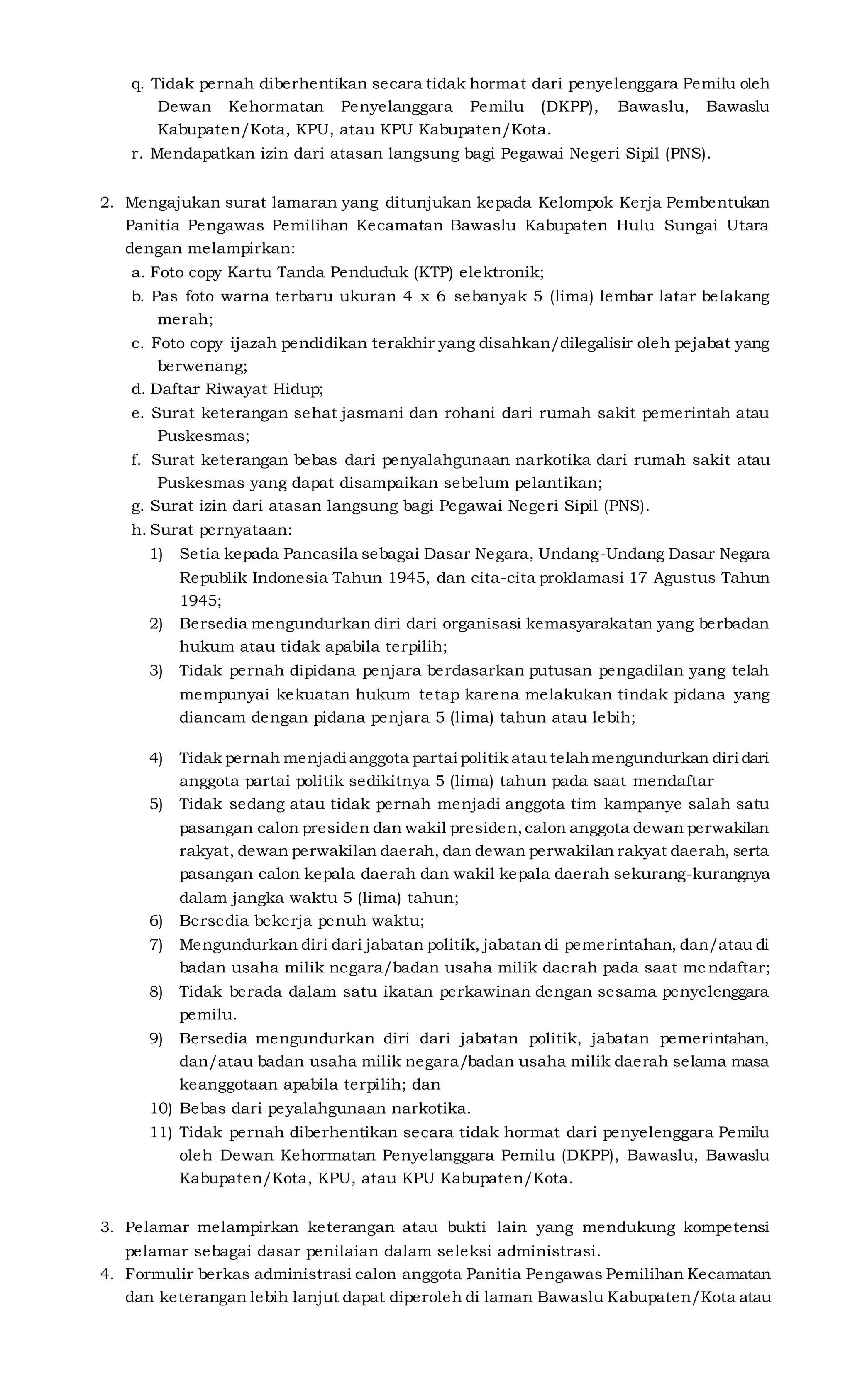 Surat Lamaran, Pernyataan dan DRH | PDF