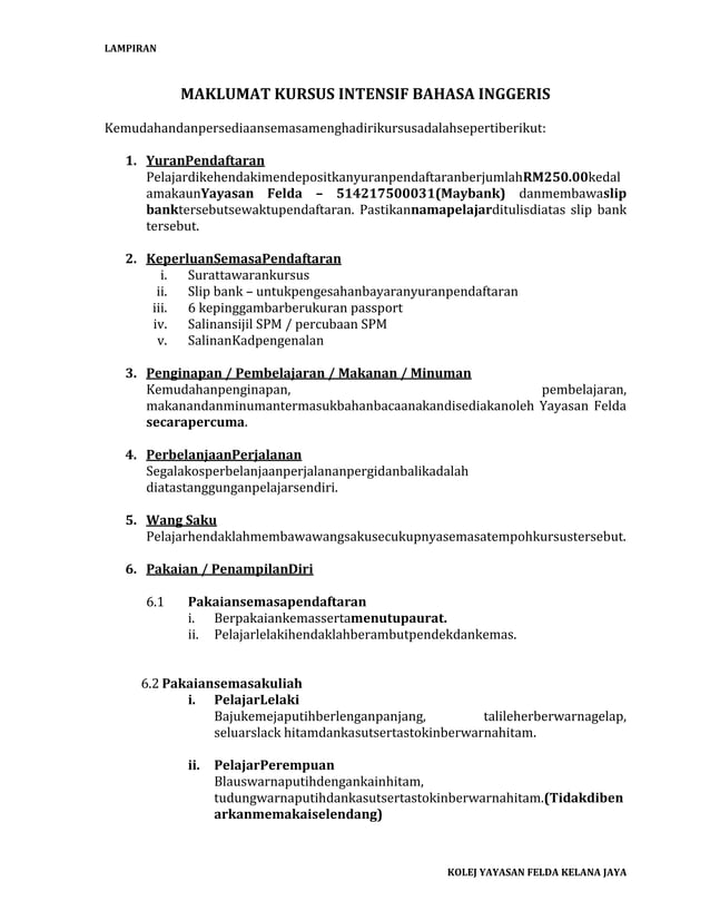 Surat lampiran kursus elc | DOCX