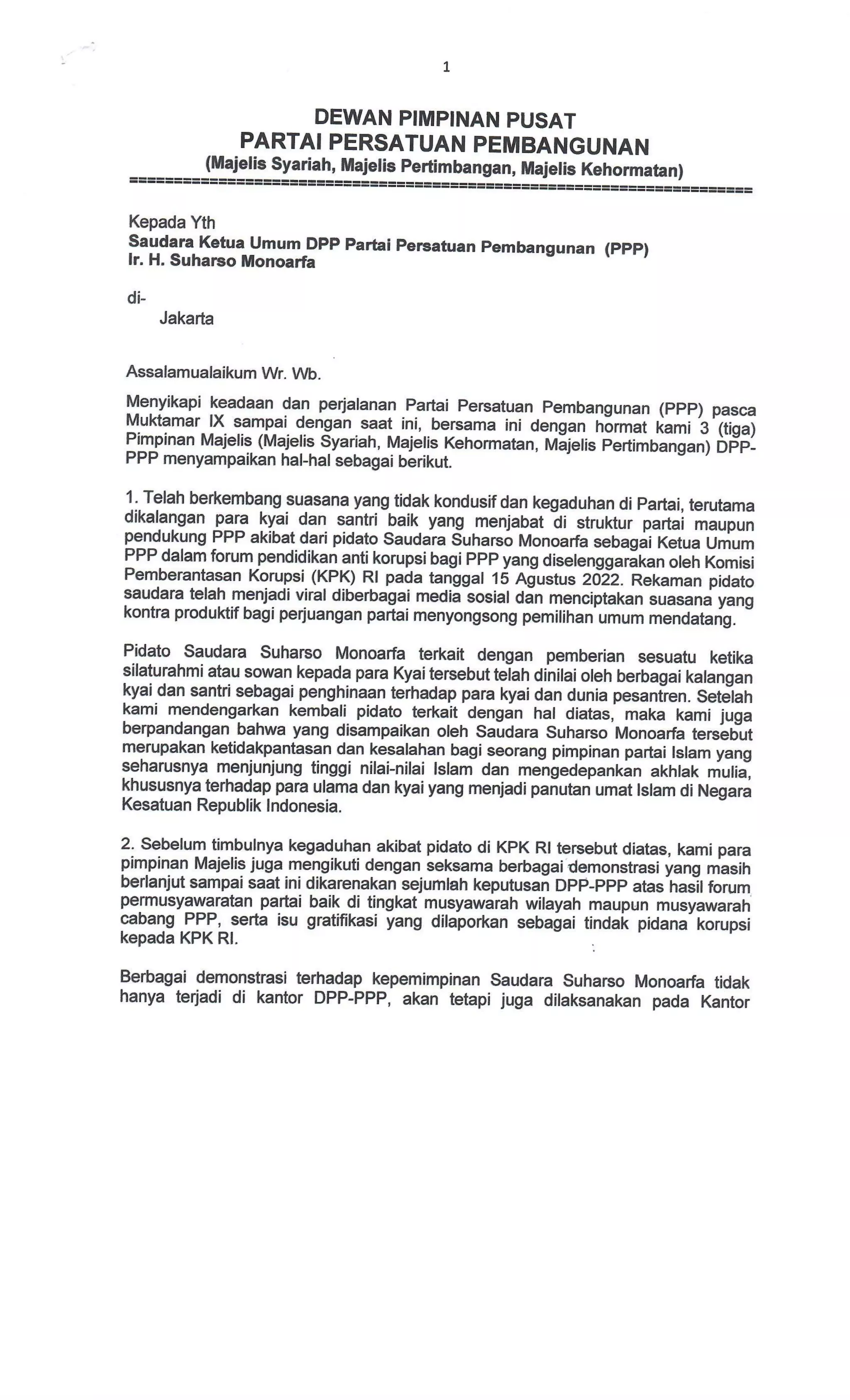 SURAT MAJELIS DPP PPP | PDF
