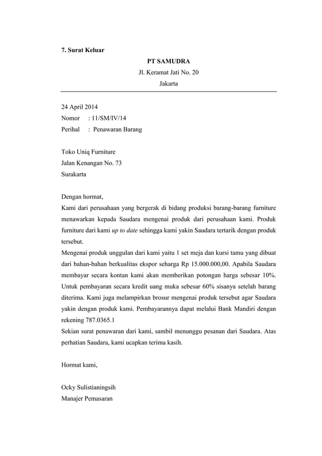 Contoh Surat Masuk dan Surat Keluar | DOCX