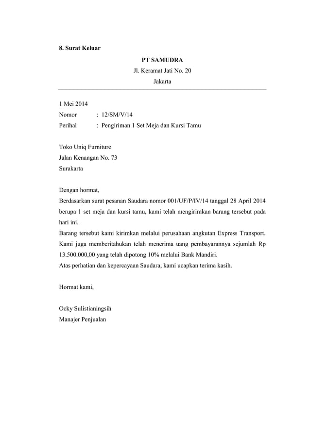 Contoh Surat Masuk dan Surat Keluar | DOCX