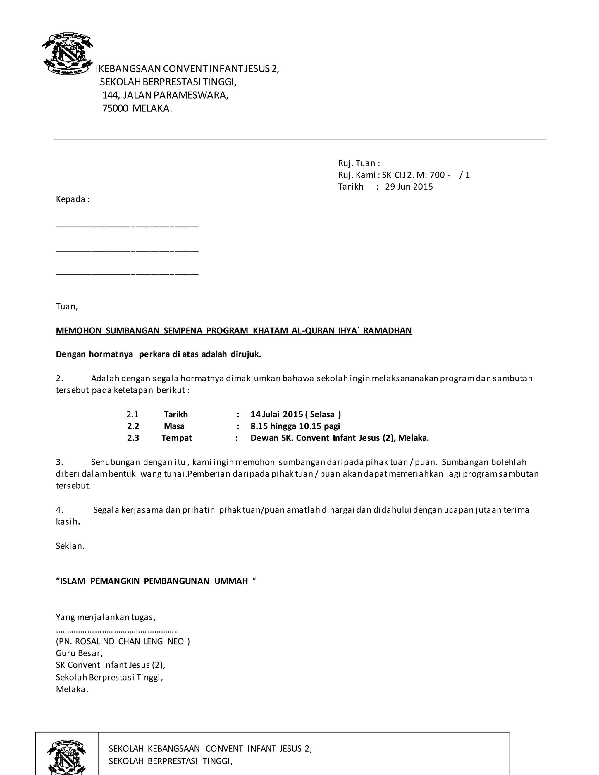 Surat memohon sumbangan khatam.2015