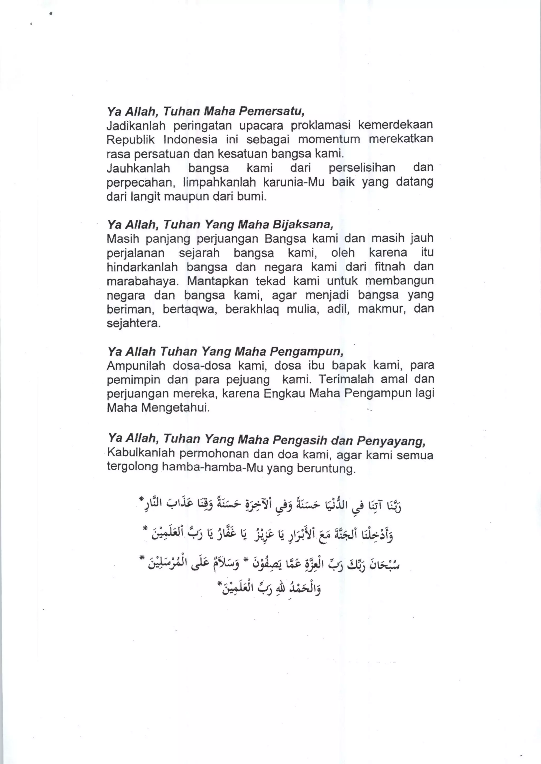 Surat mensesneg b1693 2014 doa hut ri 2014 | PDF