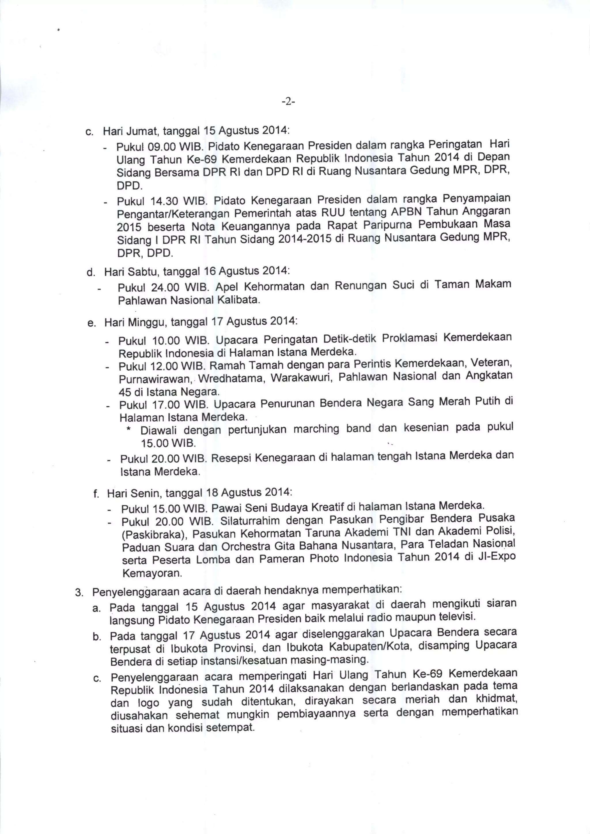 Surat mensesneg b622 2014 pedoman hut ri 2014 | PDF