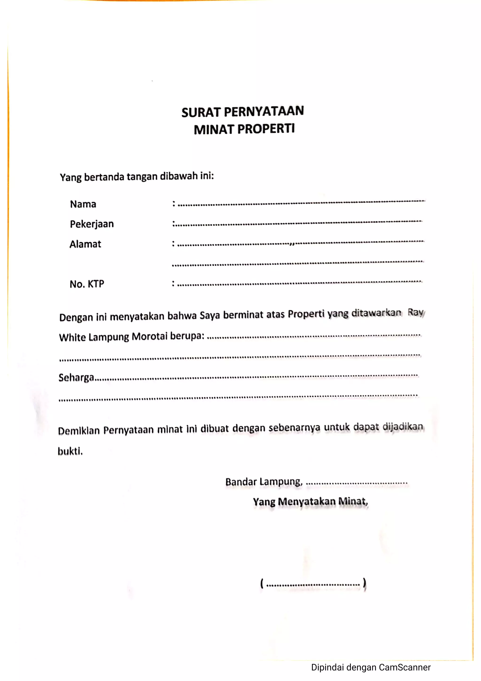 Surat minat properti | PDF