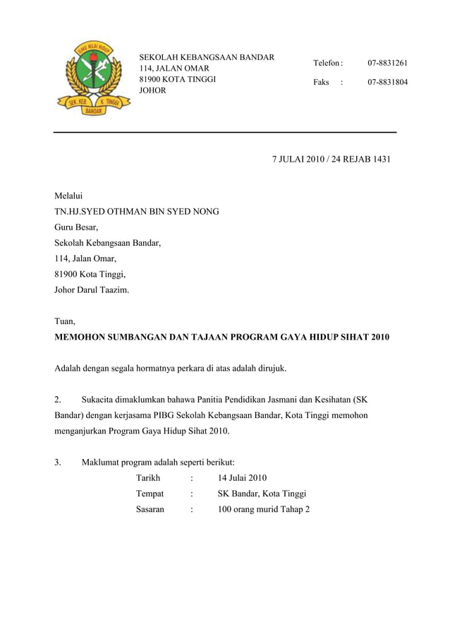 Surat minta sumbangan | DOCX
