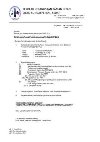 Surat panggilan dan agenda mes-hem2019 | PDF