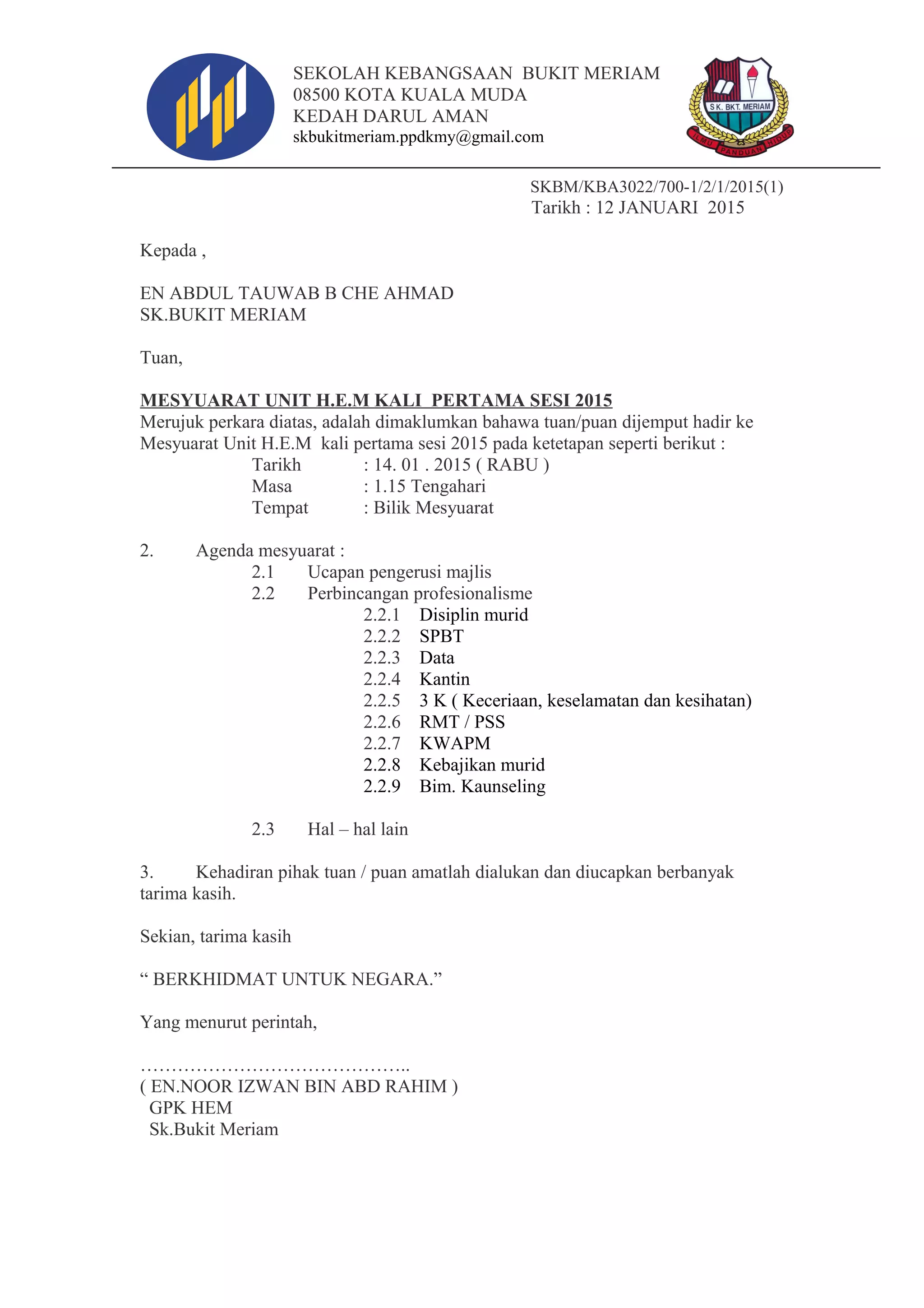 Surat panggilan mesy.1 | PDF