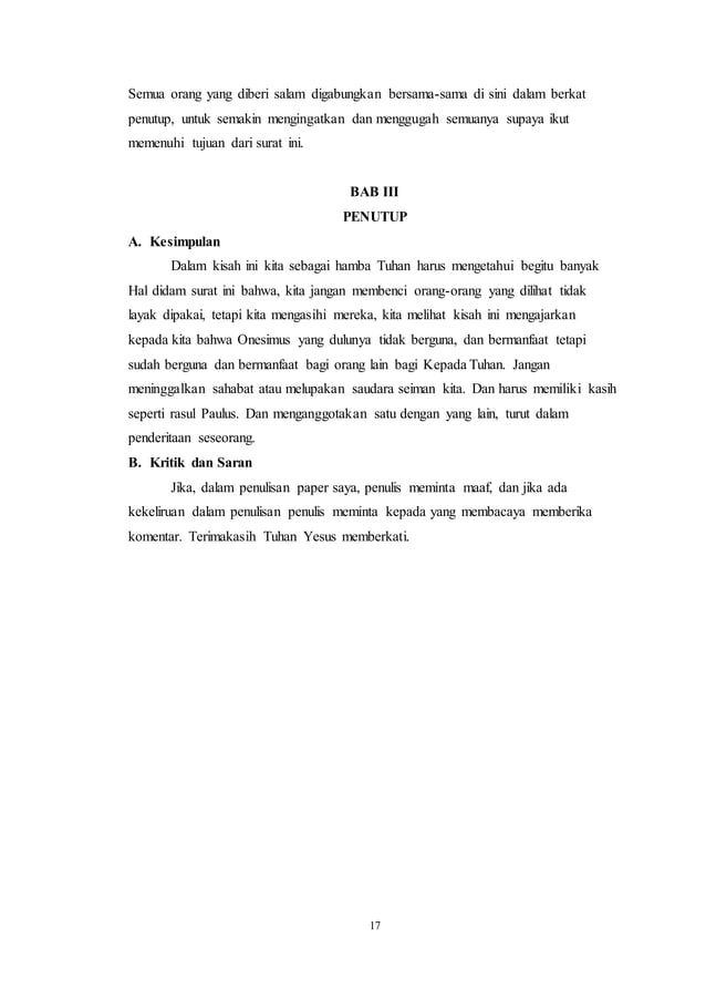 Tafsiran Surat Filemon | DOCX