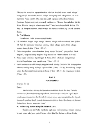 Tafsiran Surat Filemon | DOCX