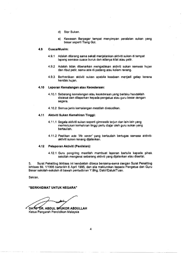 Surat Pekeliling Ikhtisas Bil 1 2000 Panduan Keselamatan PJK Serta Kegiatan Kokurikulum | PDF