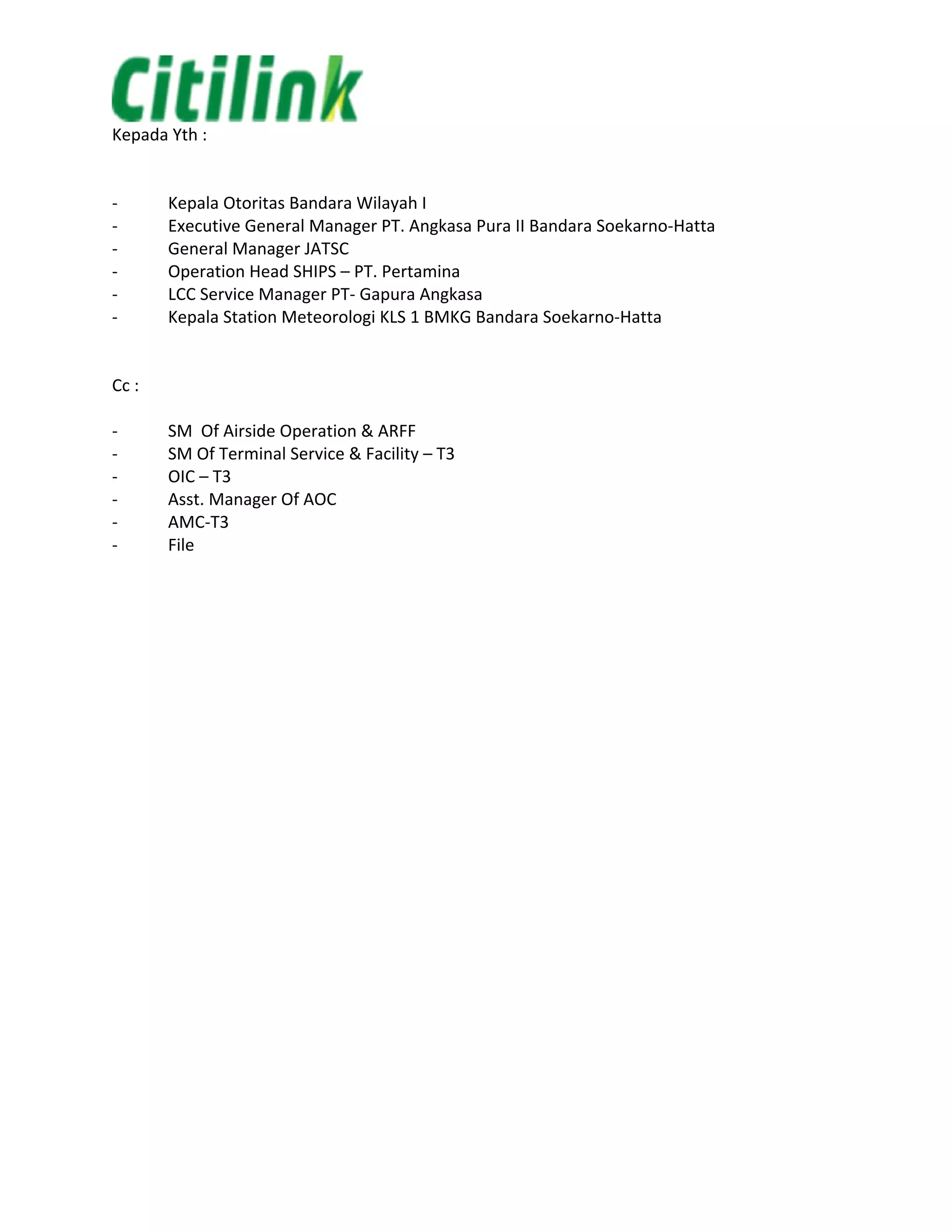 Daftar Penerbangan Citilink yang Dihentikan | PDF