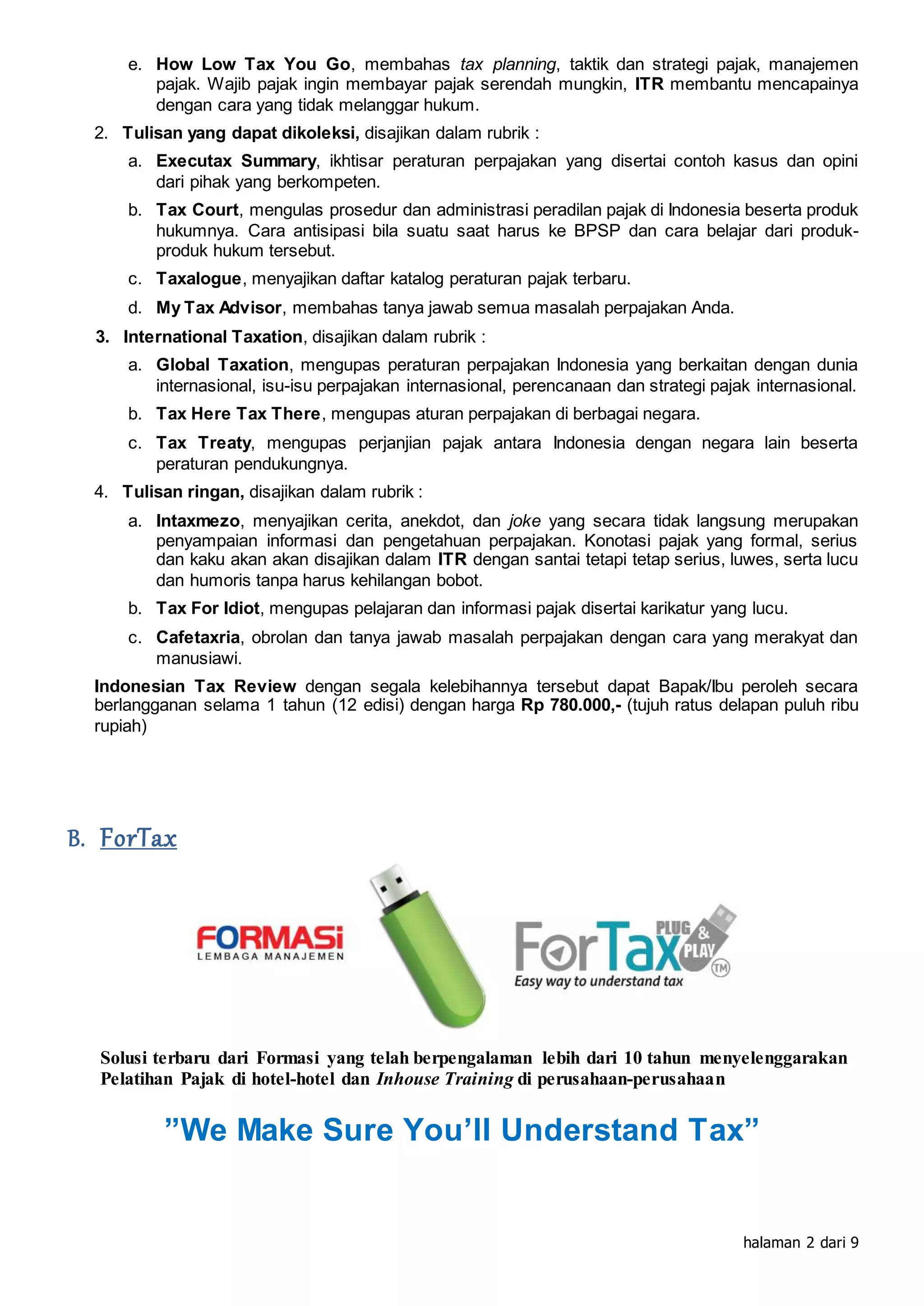 iNFORMASI PRODUK PAJAK FORMASI | PDF