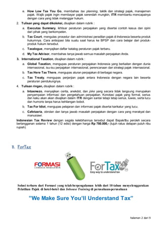 iNFORMASI PRODUK PAJAK FORMASI | PDF