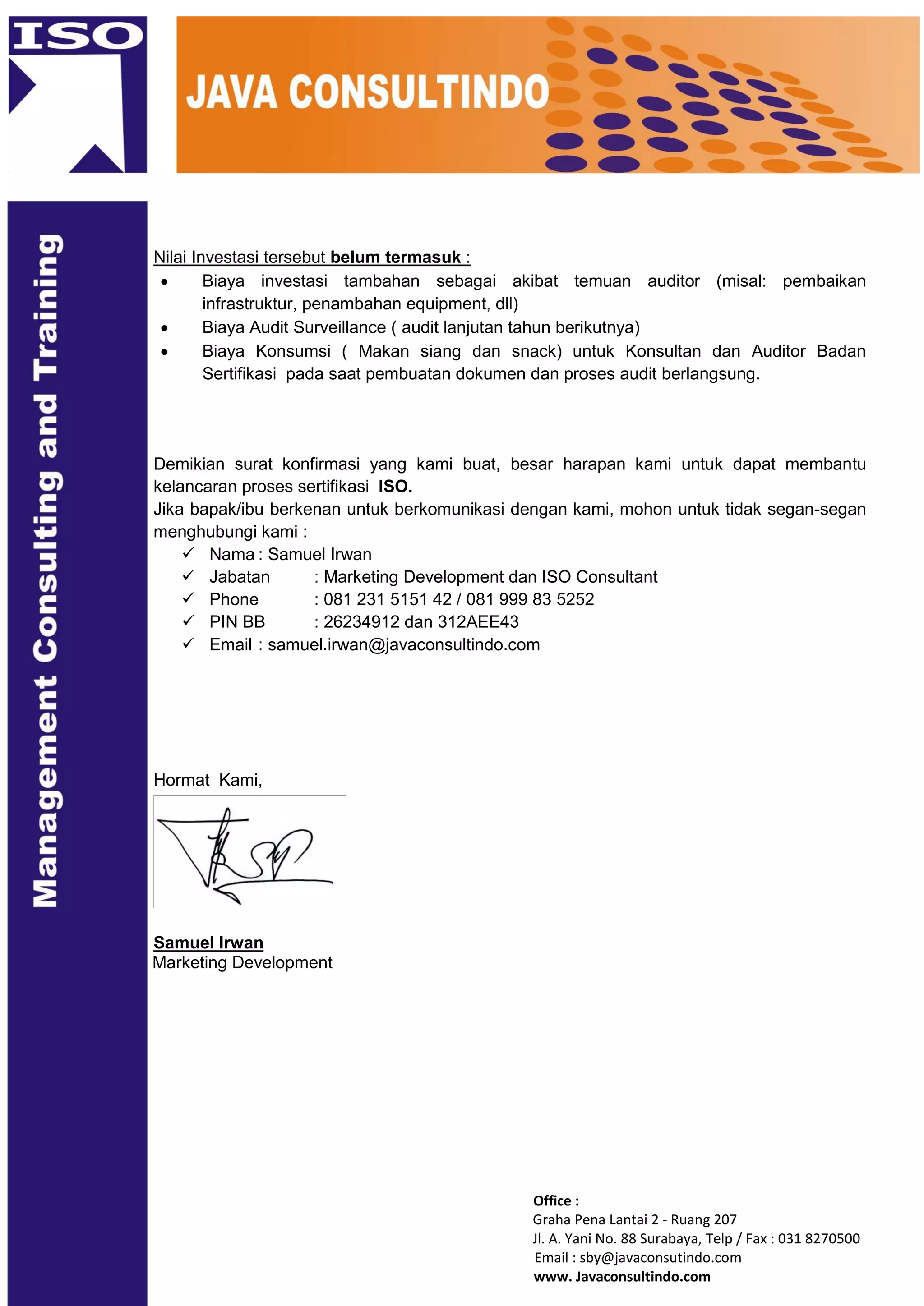 Konsultan ISO 9001, ISO 14001, OHSAS 18001, ISO 22000, TS 16949, TS ...
