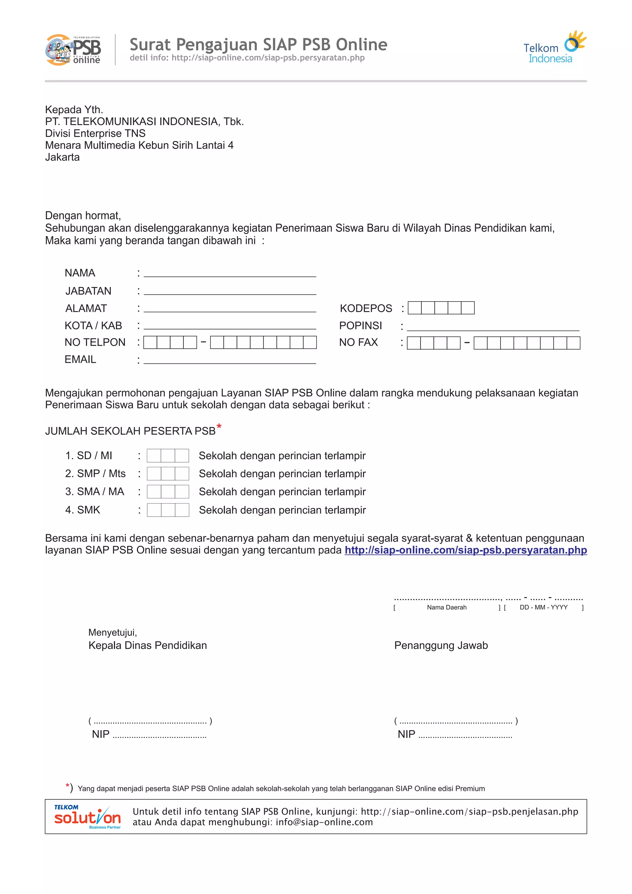 Surat pengajuan siap_psb | PDF