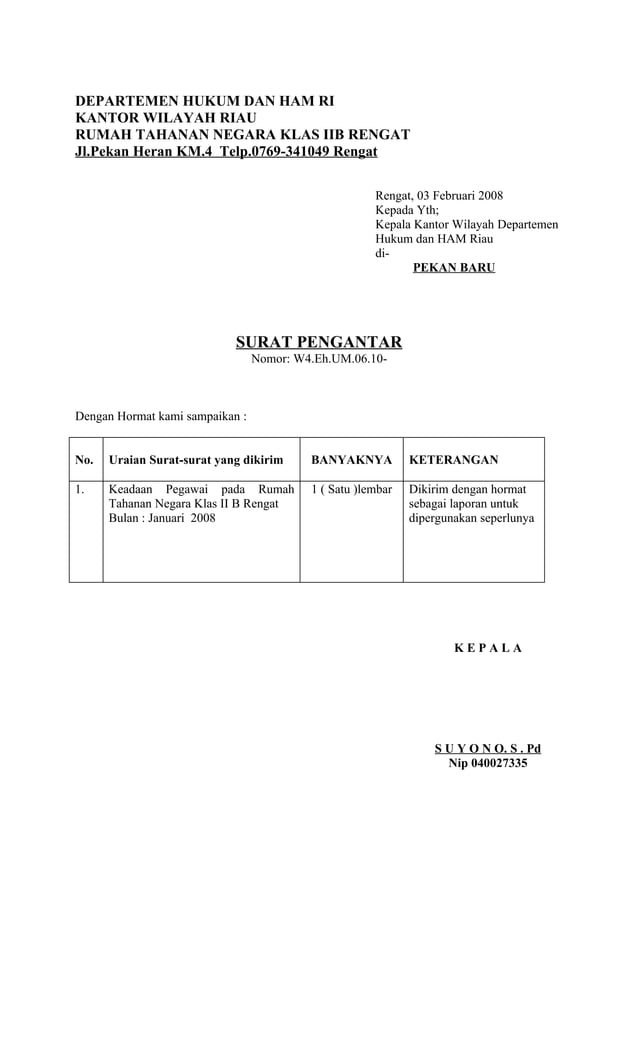 Surat pengantar | DOC