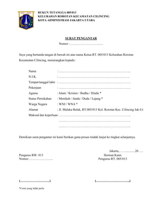 Surat Pengantar RT | DOCX