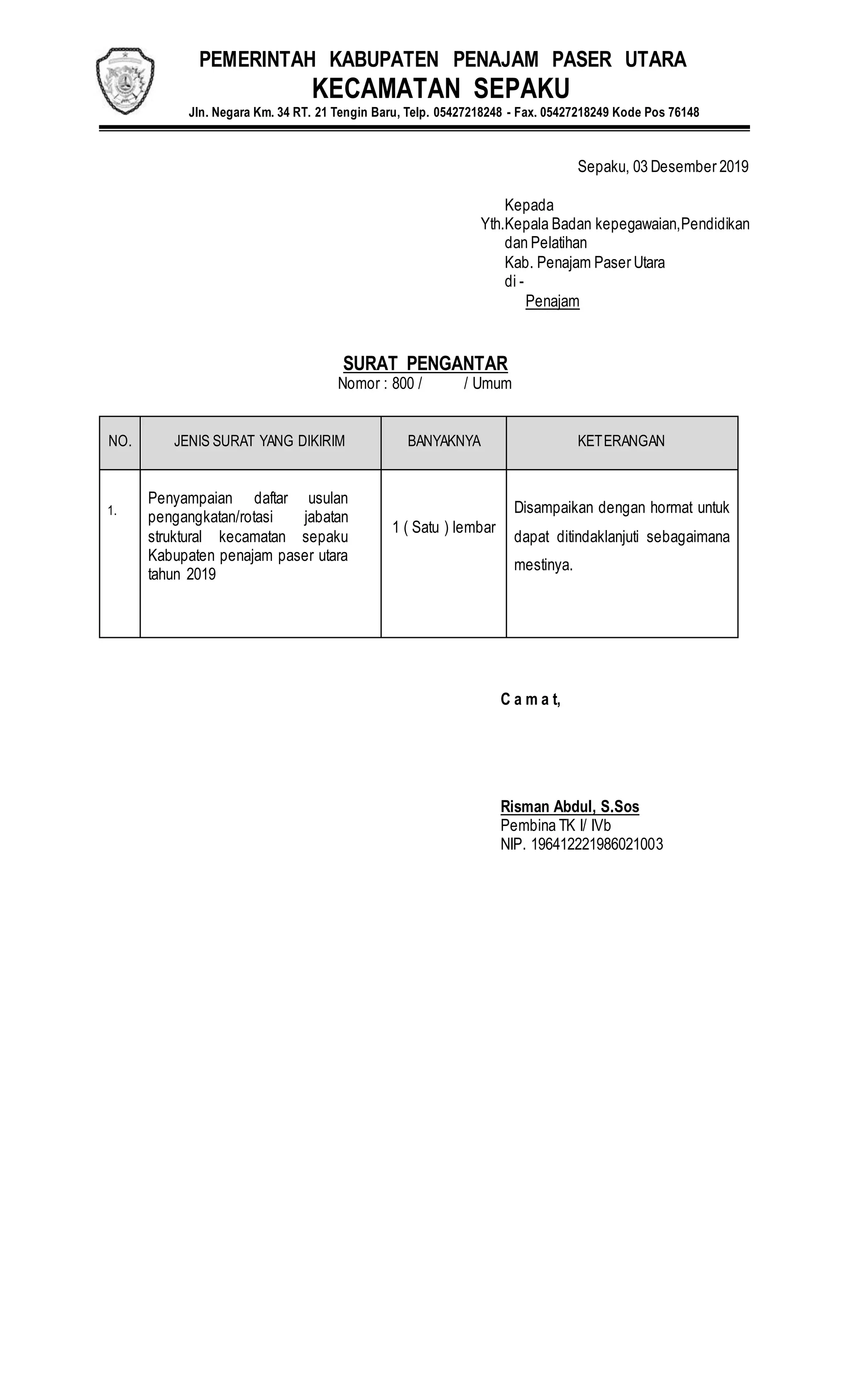Surat pengantar | DOC