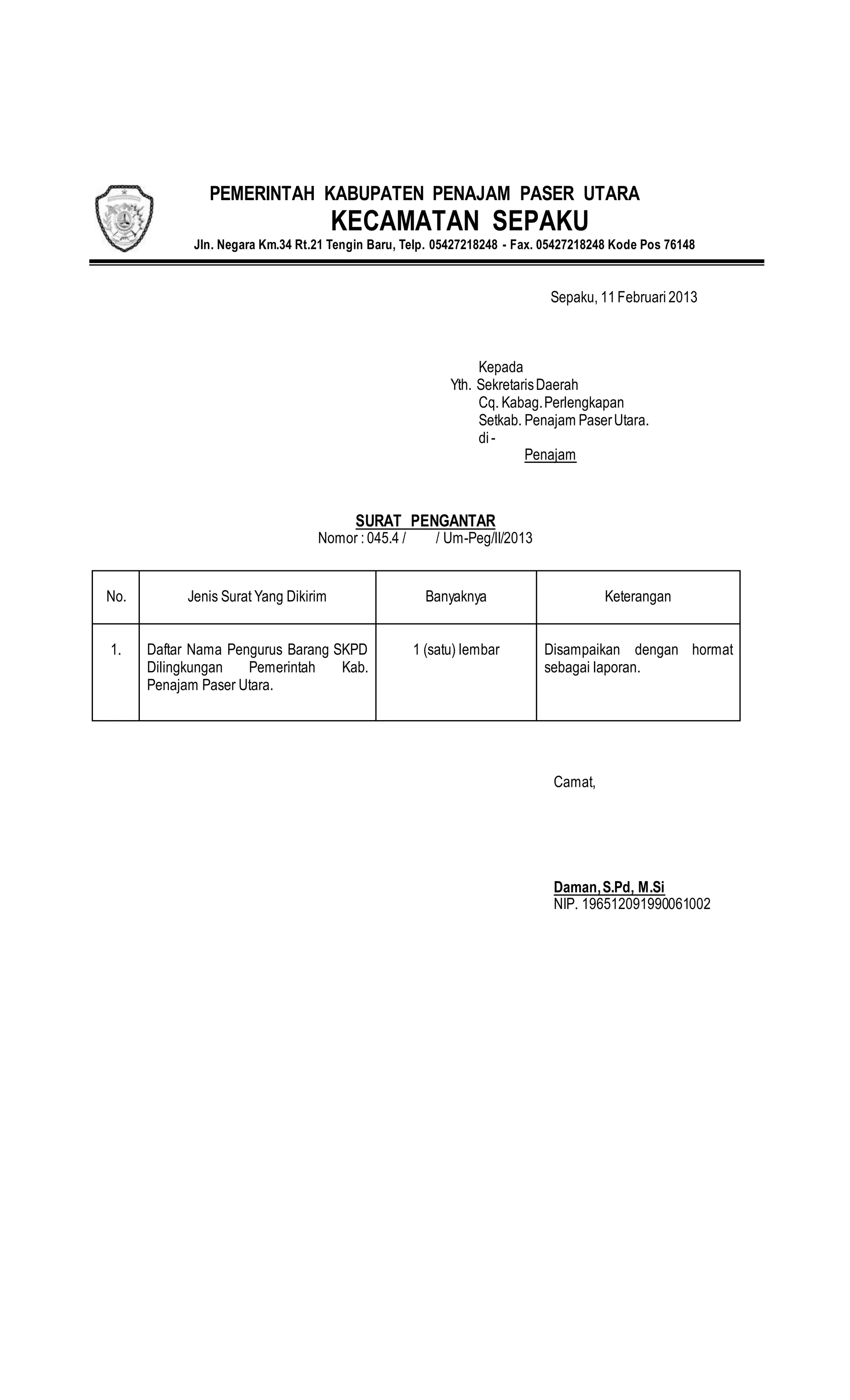 Surat pengantar | DOC