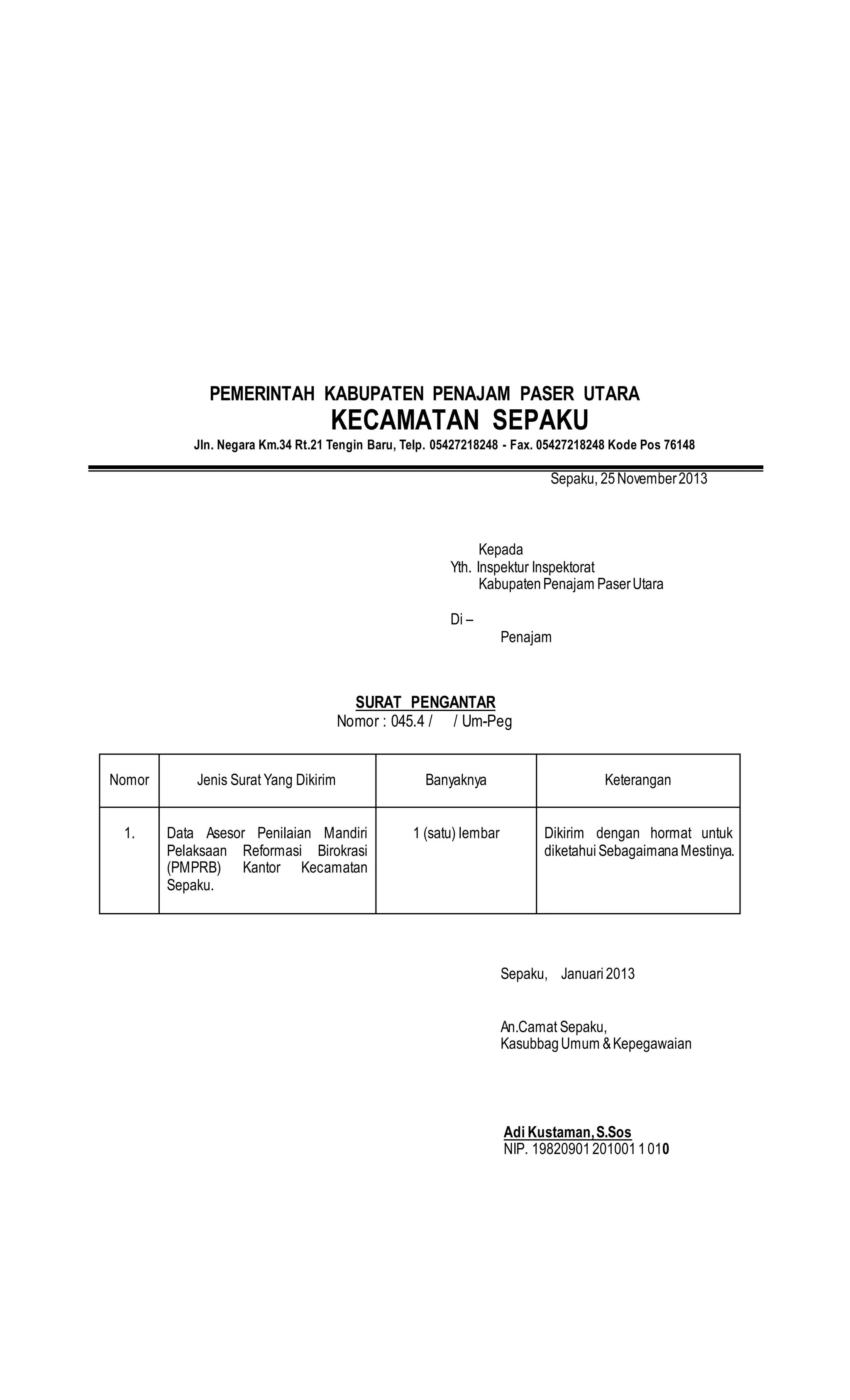 Surat pengantar | DOC