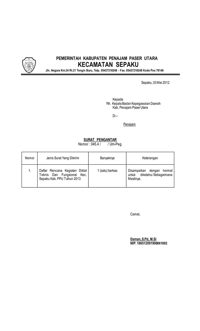 Surat pengantar | DOC