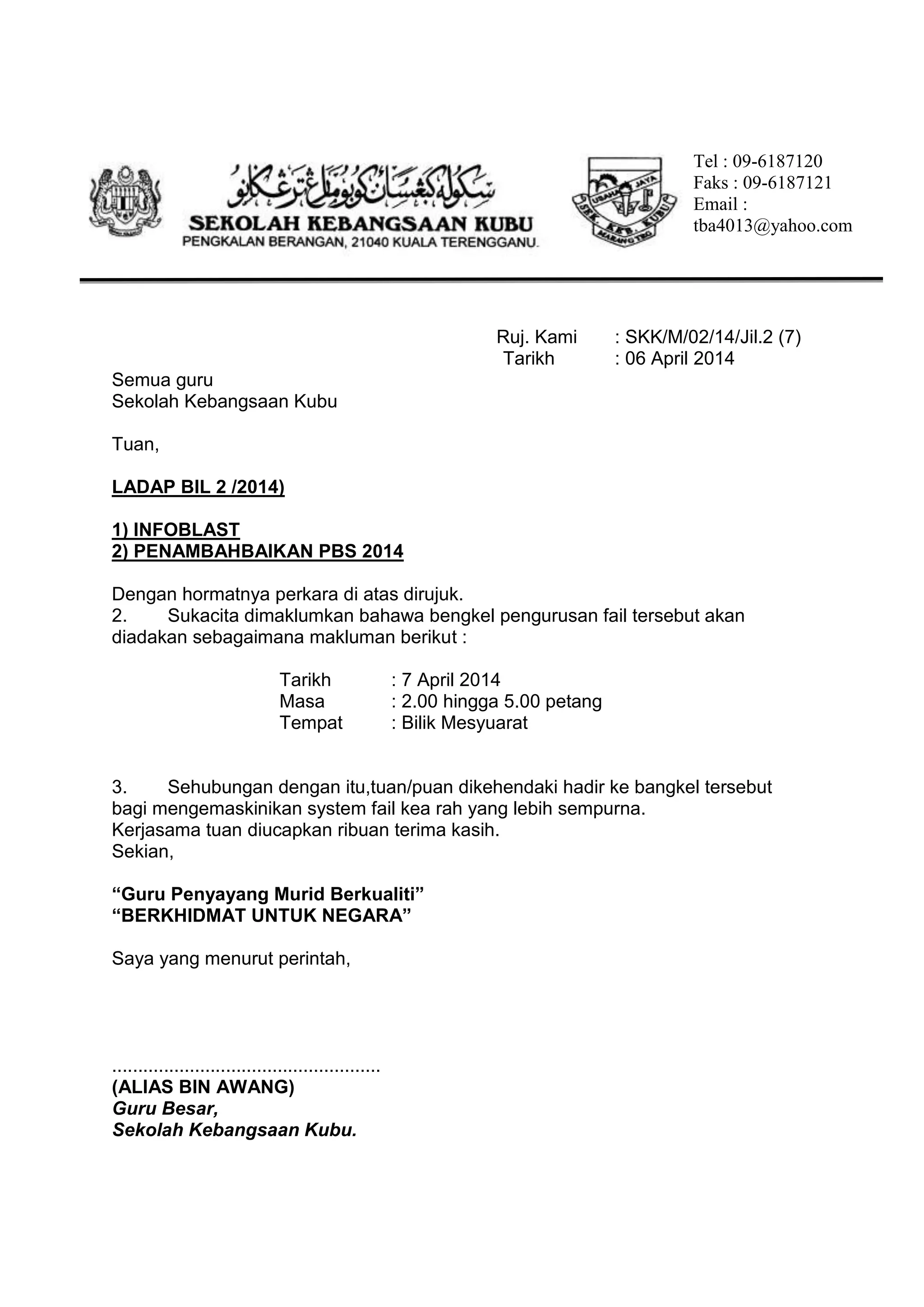 Surat panggilan mesyuarat ladap | DOCX
