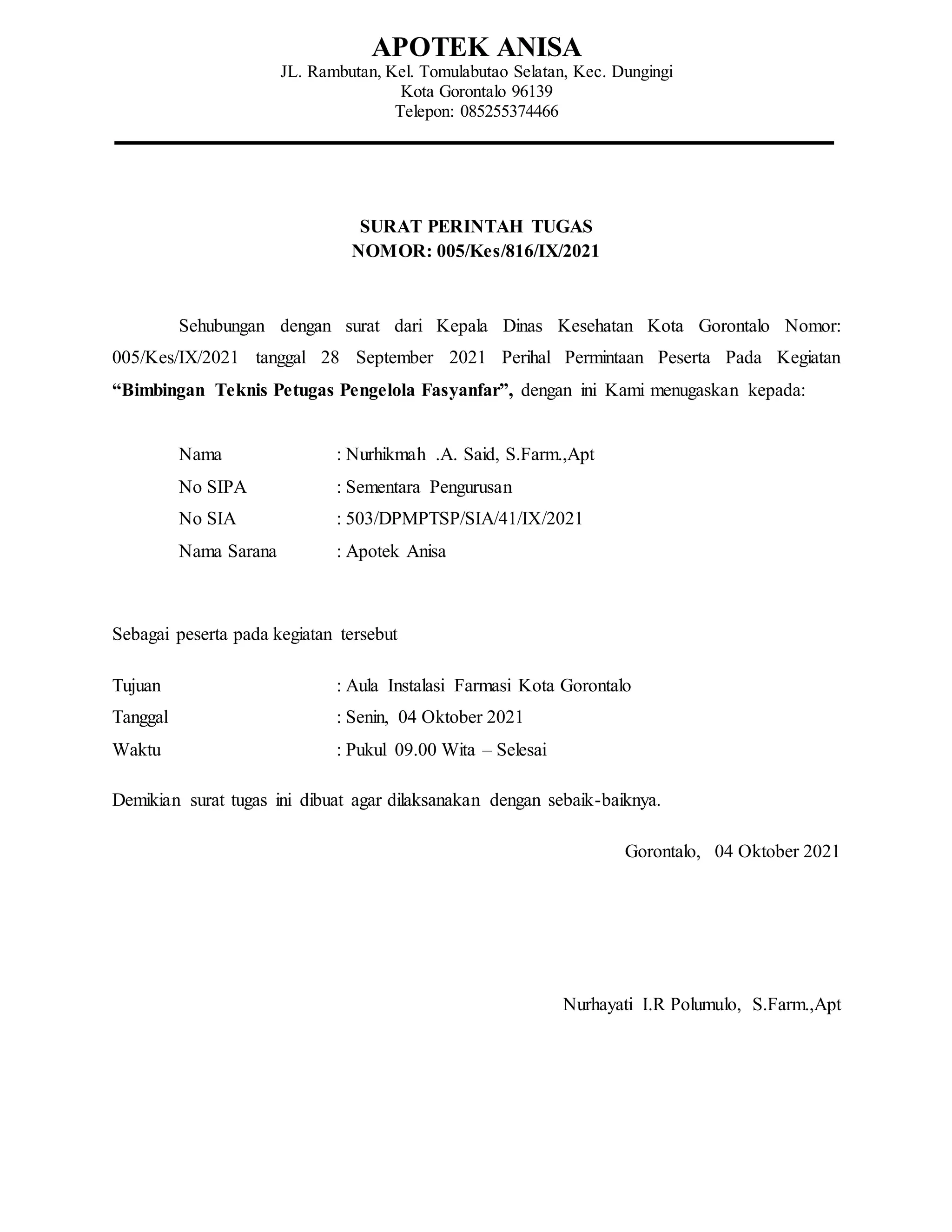 Surat perintah tugas | DOCX
