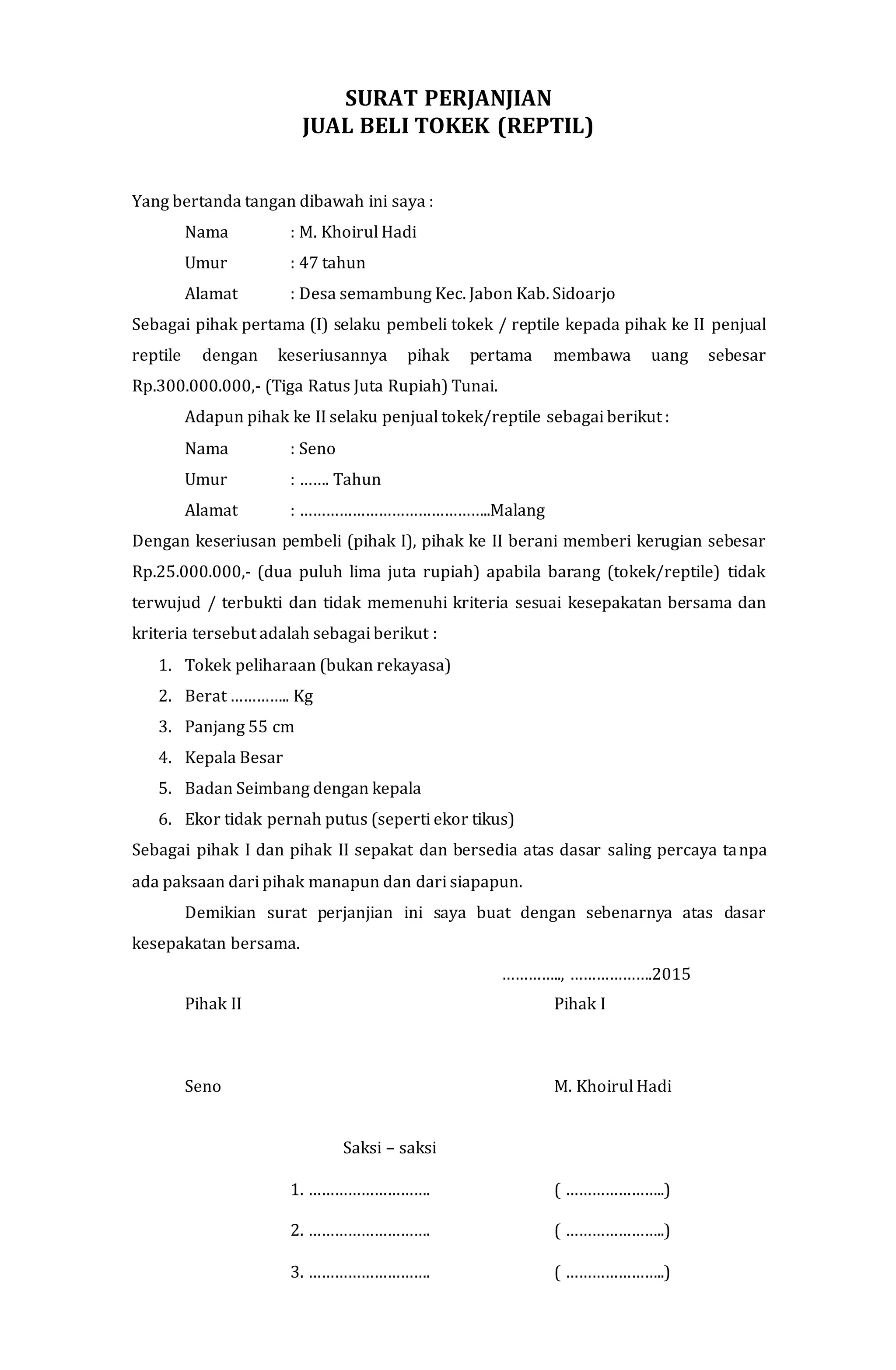 Surat perjanjian | PDF