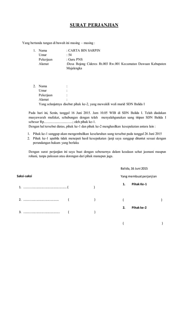 Surat perjanjian | DOCX