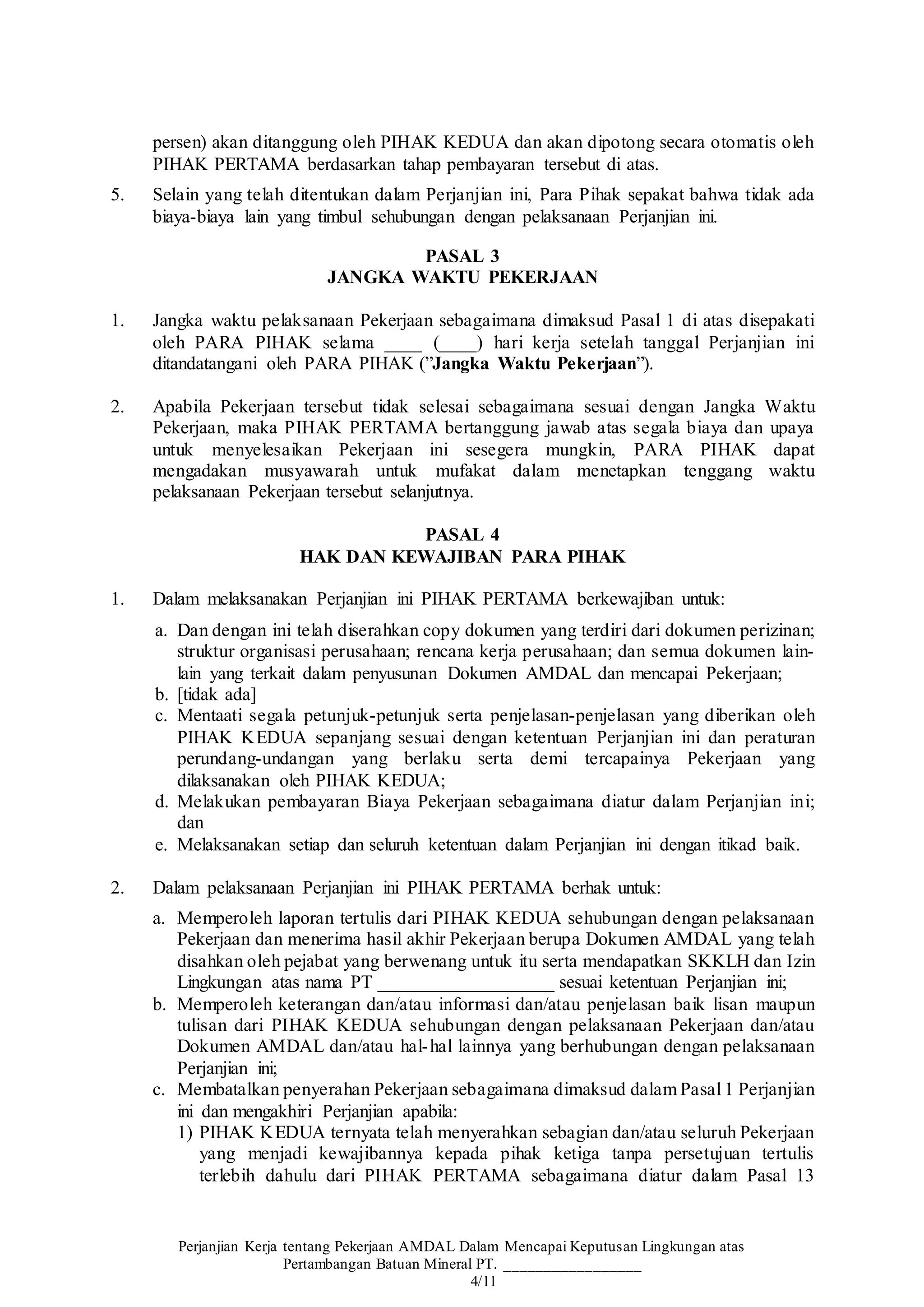 Contoh Perjanjian Kerja AMDAL Terbaru (Beli Perjanjian, Hub ...