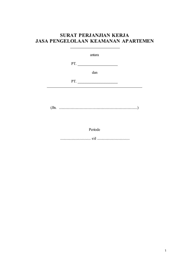 Contoh Surat Perjanjian Kerja Jasa pengamanan Apartemen Terbaru (Beli ...