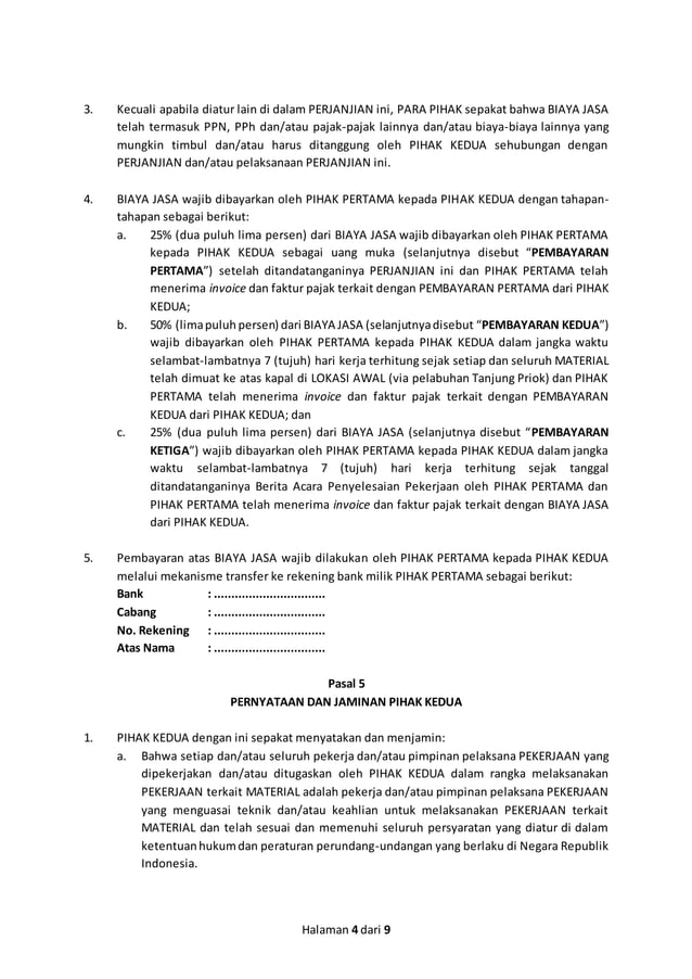 Contoh Perjanjian Pengangkutan Material Konstruksi Besi Silo (Beli ...