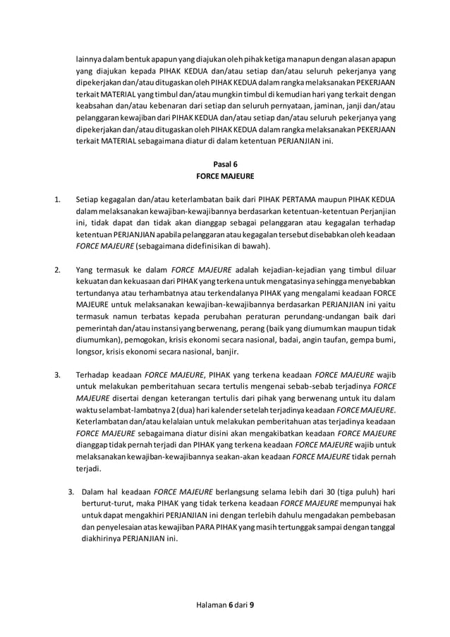 Contoh Perjanjian Pengangkutan Material Konstruksi Besi Silo (Beli Perjanjian, Hub: 08118887270 ...