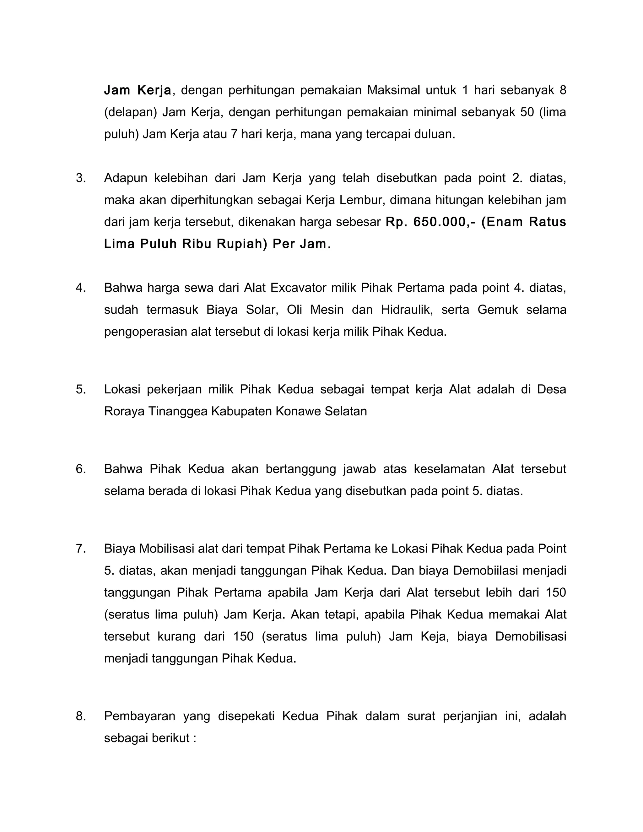 Surat perjanjian sewa menyewa alat berat(1) | DOC