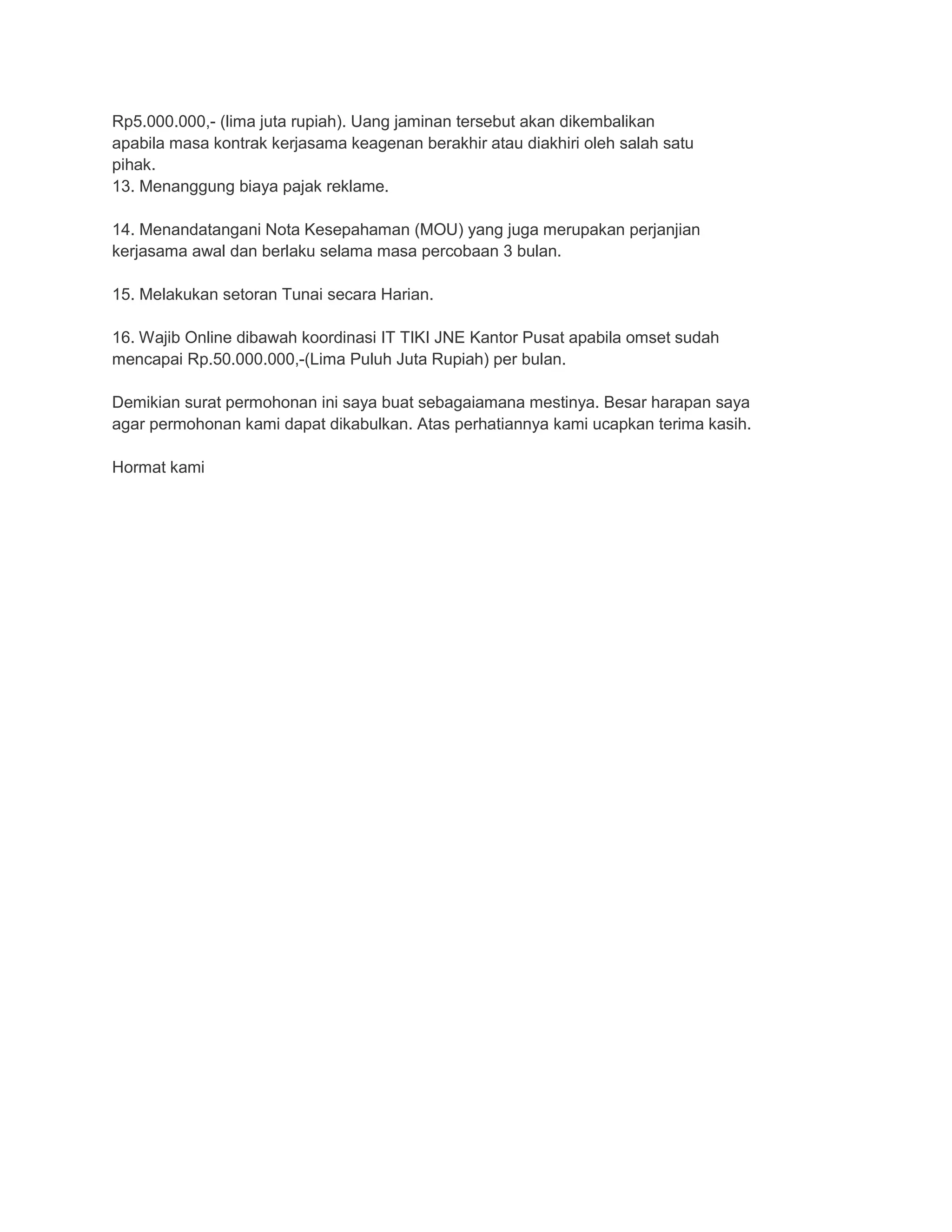 Surat permohonan agen tiki | DOCX