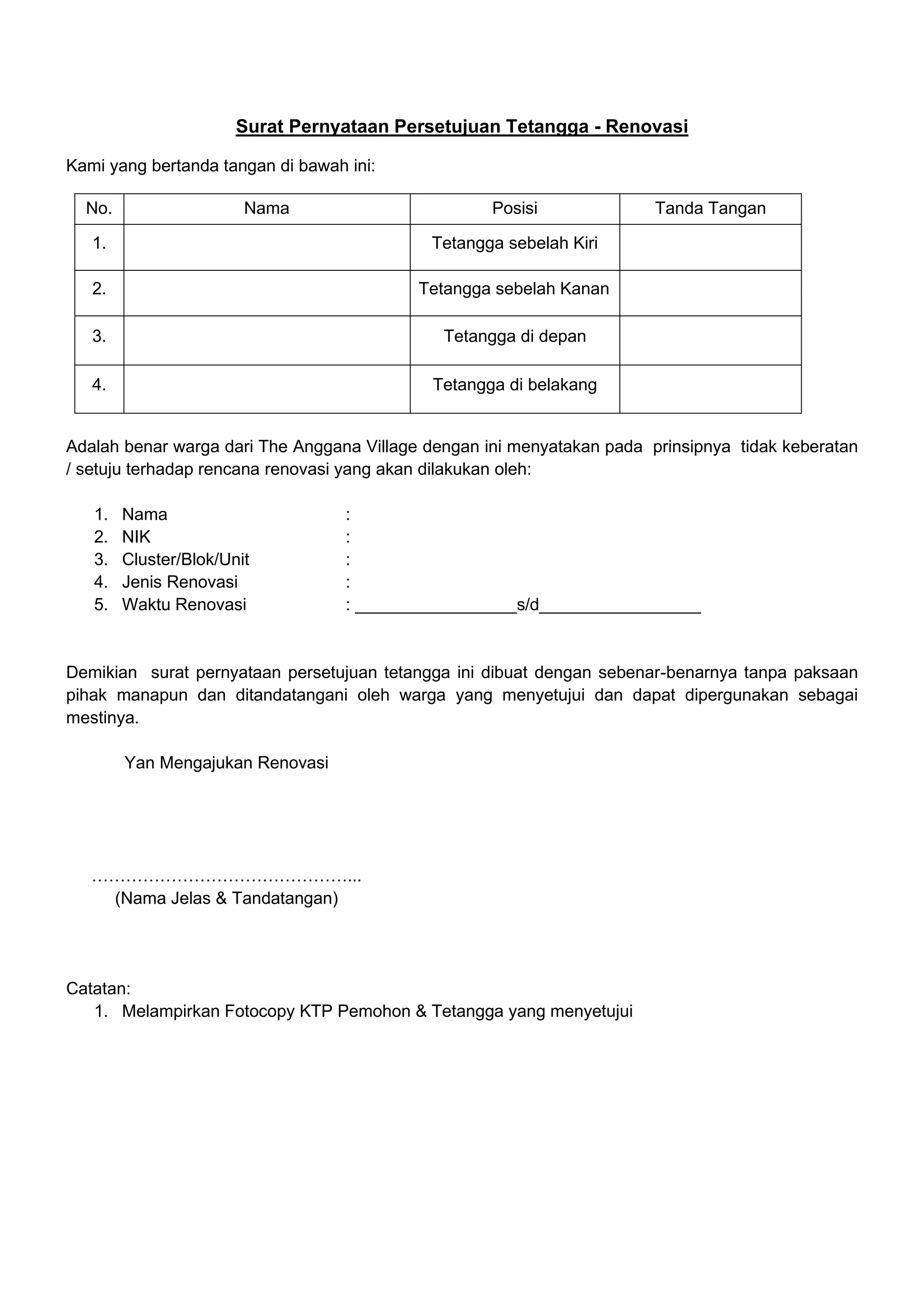Surat permohon renobasi rumah di perumahan | PDF